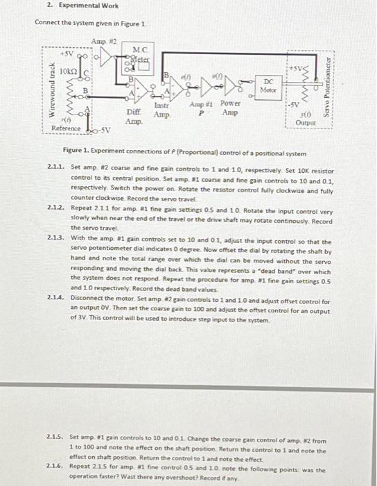 Solved 2. Experimental Work Connect the system given in | Chegg.com