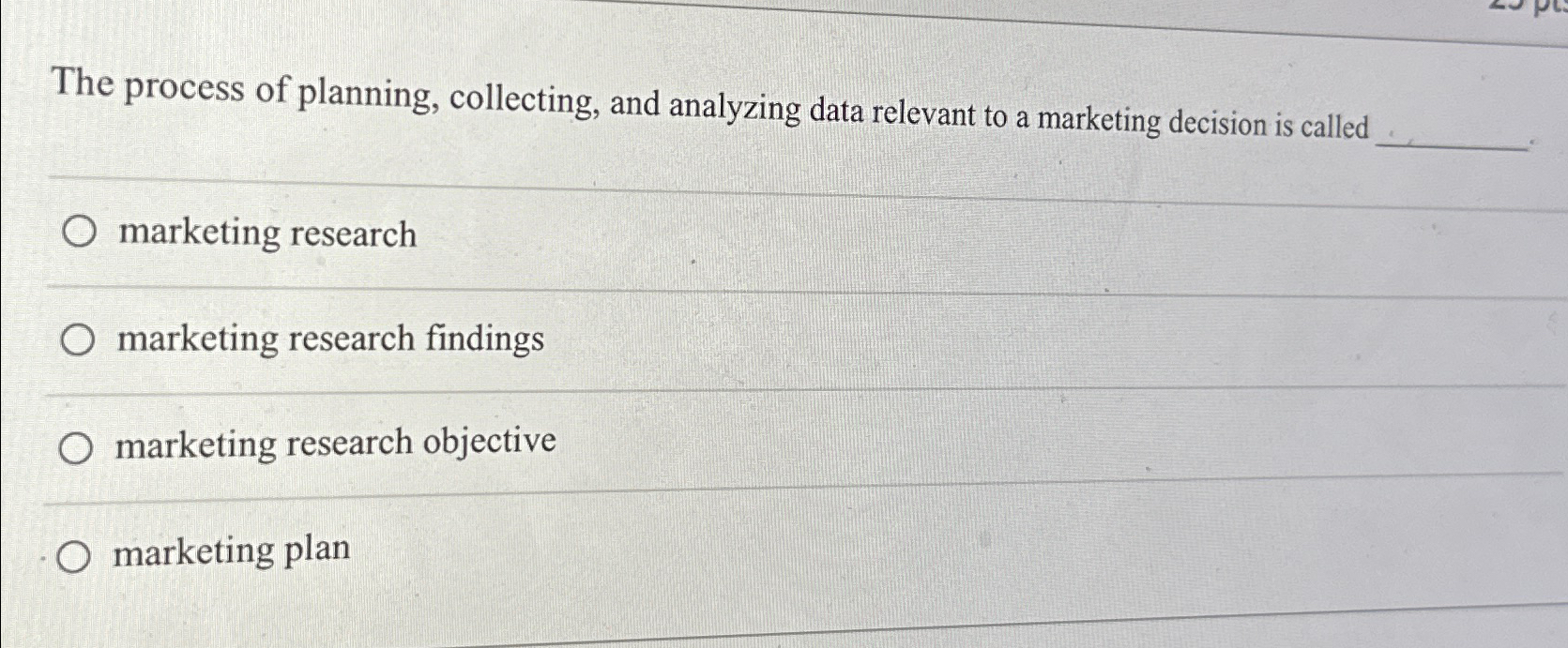 Solved The process of planning, collecting, and analyzing | Chegg.com