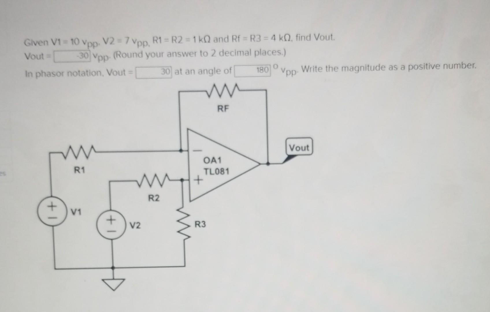 Solved 30 Vpp Given V1 = 10 Vpp V2 = 7 Vpp, R1 = R2 = 1 kN | Chegg.com