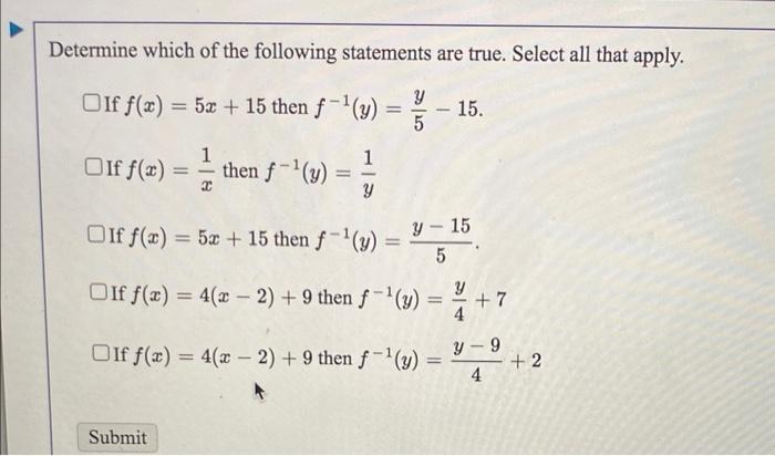 Solved Determine Which Of The Following Statements Are True