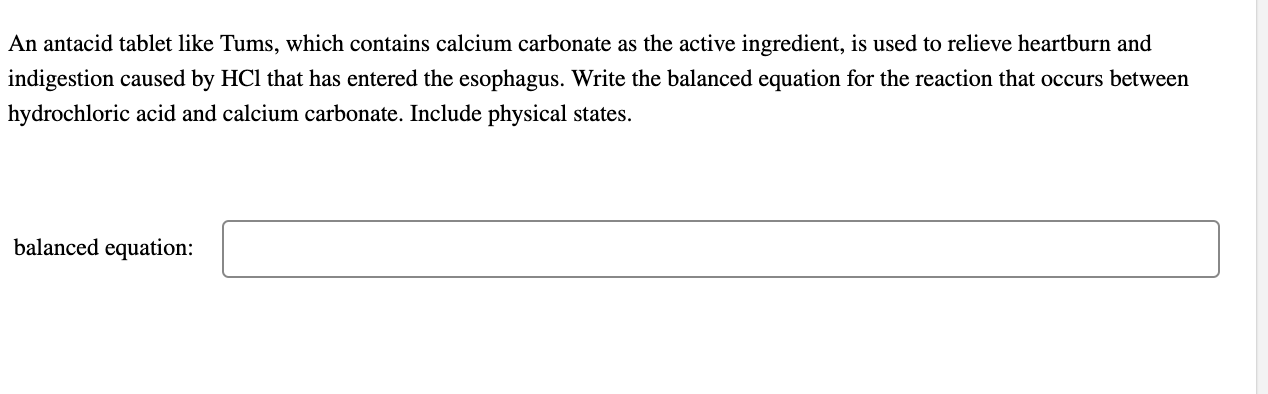 Solved An antacid tablet like Tums, which contains calcium | Chegg.com