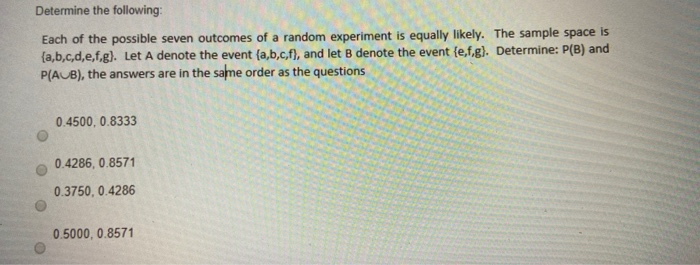 Solved Determine the following: Each of the possible seven | Chegg.com