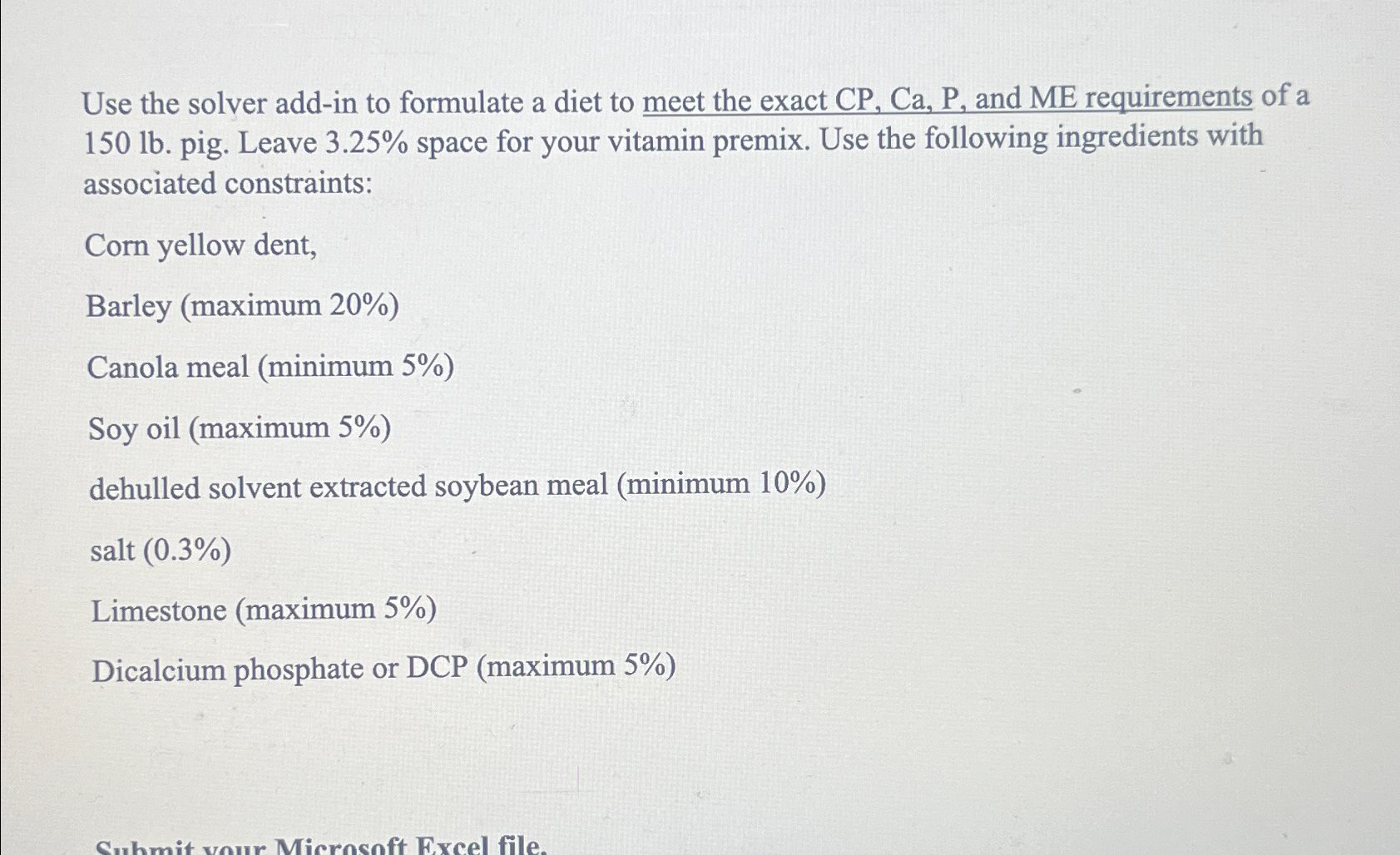 Solved Use the solver add-in to formulate a diet to meet the | Chegg.com
