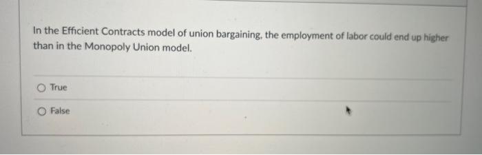 Solved In the Efficient Contracts model of union bargaining, | Chegg.com
