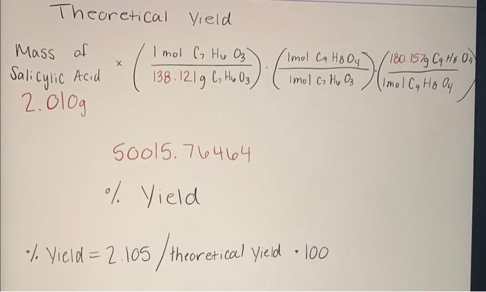 Solved How to find theoretical yield and % yield. i tried | Chegg.com