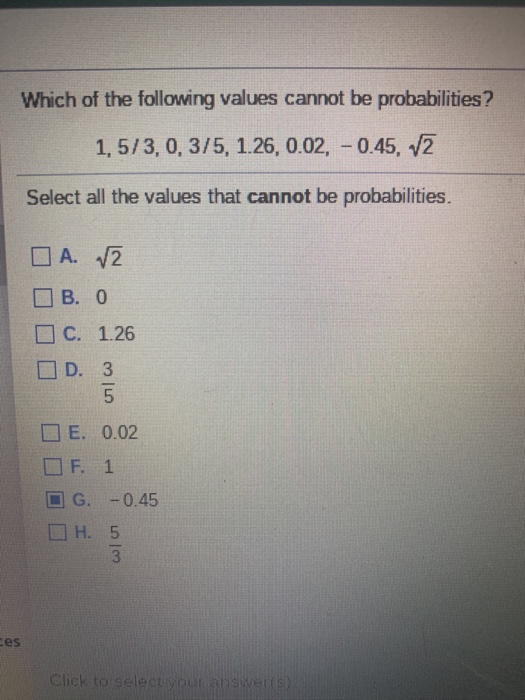 Solved Which of the following values cannot be | Chegg.com