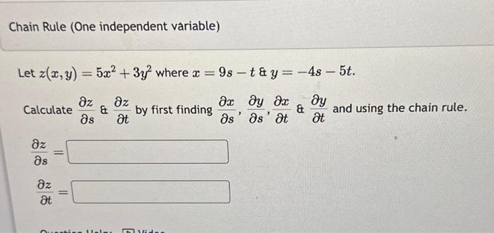 Solved Chain Rule (One independent variable) Let | Chegg.com