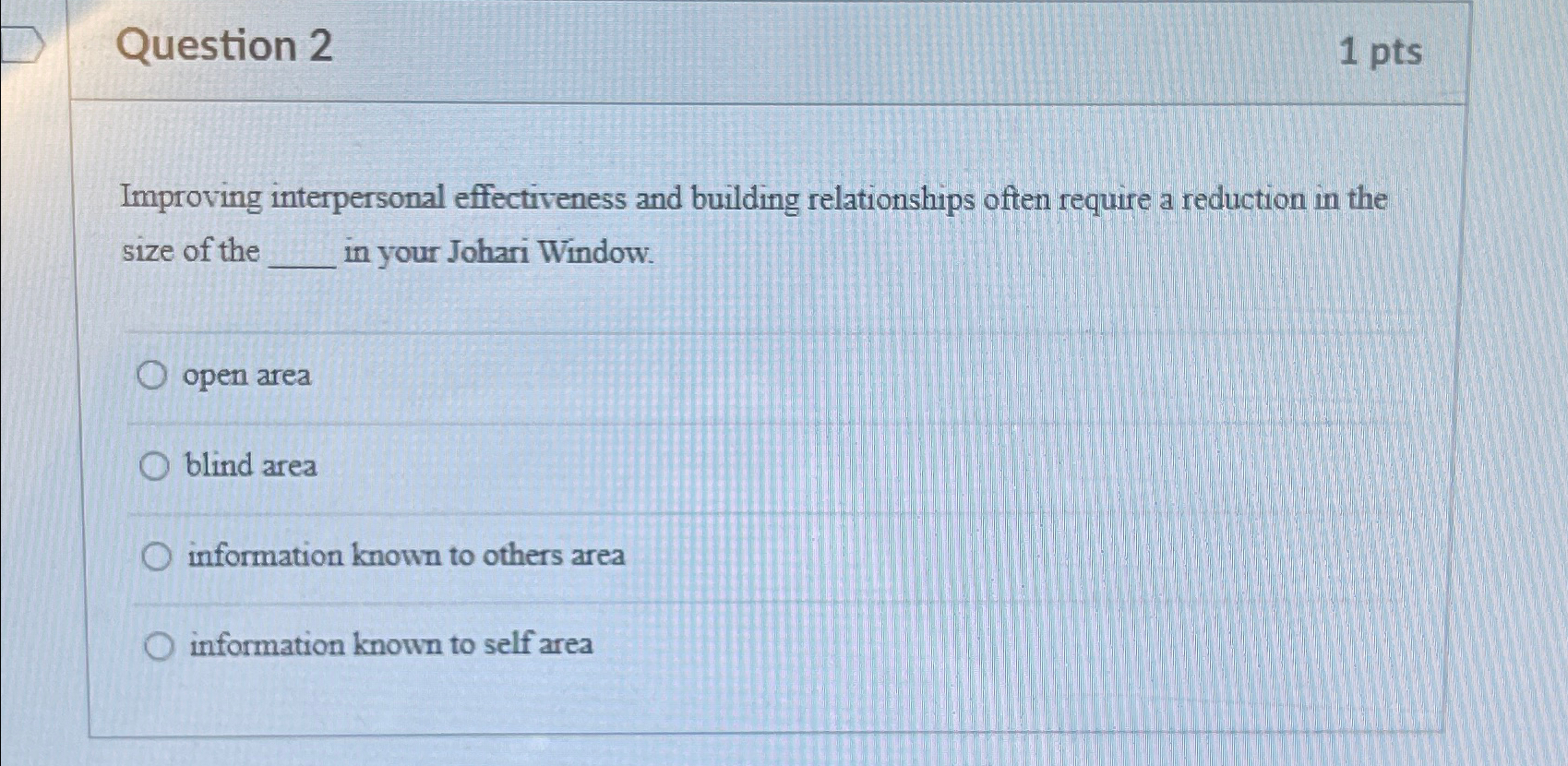 Solved Question 21ptsImproving interpersonal effectiveness | Chegg.com