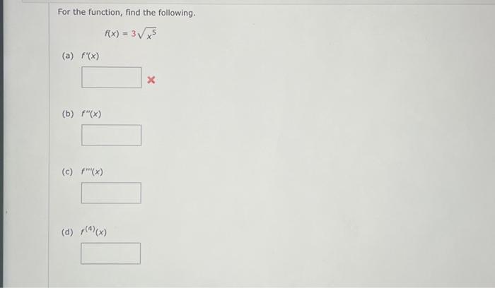 Solved For the function, find the following. f(x)=3x5 (a) | Chegg.com