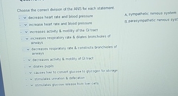 Solved Choose the correct divion of the ANVS fot each | Chegg.com