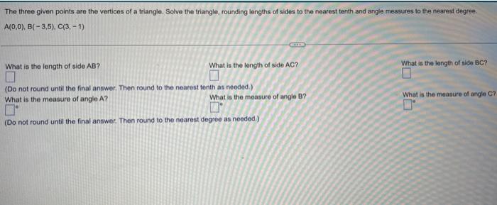Solved The three given points are the vertices of a | Chegg.com
