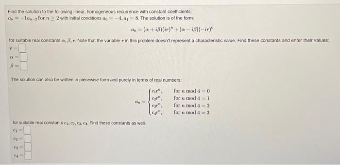 Solved Find The Solution To The Following Linear