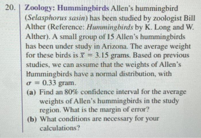 Solved Zoology: Hummingbirds Allen's hummingbird | Chegg.com