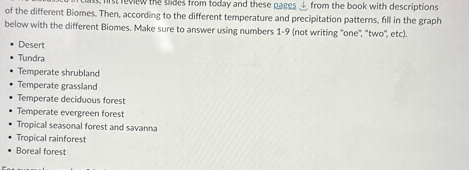 Solved of the different Biomes. Then, according to the | Chegg.com