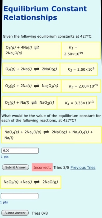 Solved Equilibrium Constant Relationships Given the | Chegg.com
