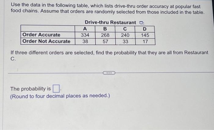 Solved Use the data in the following table, which lists | Chegg.com