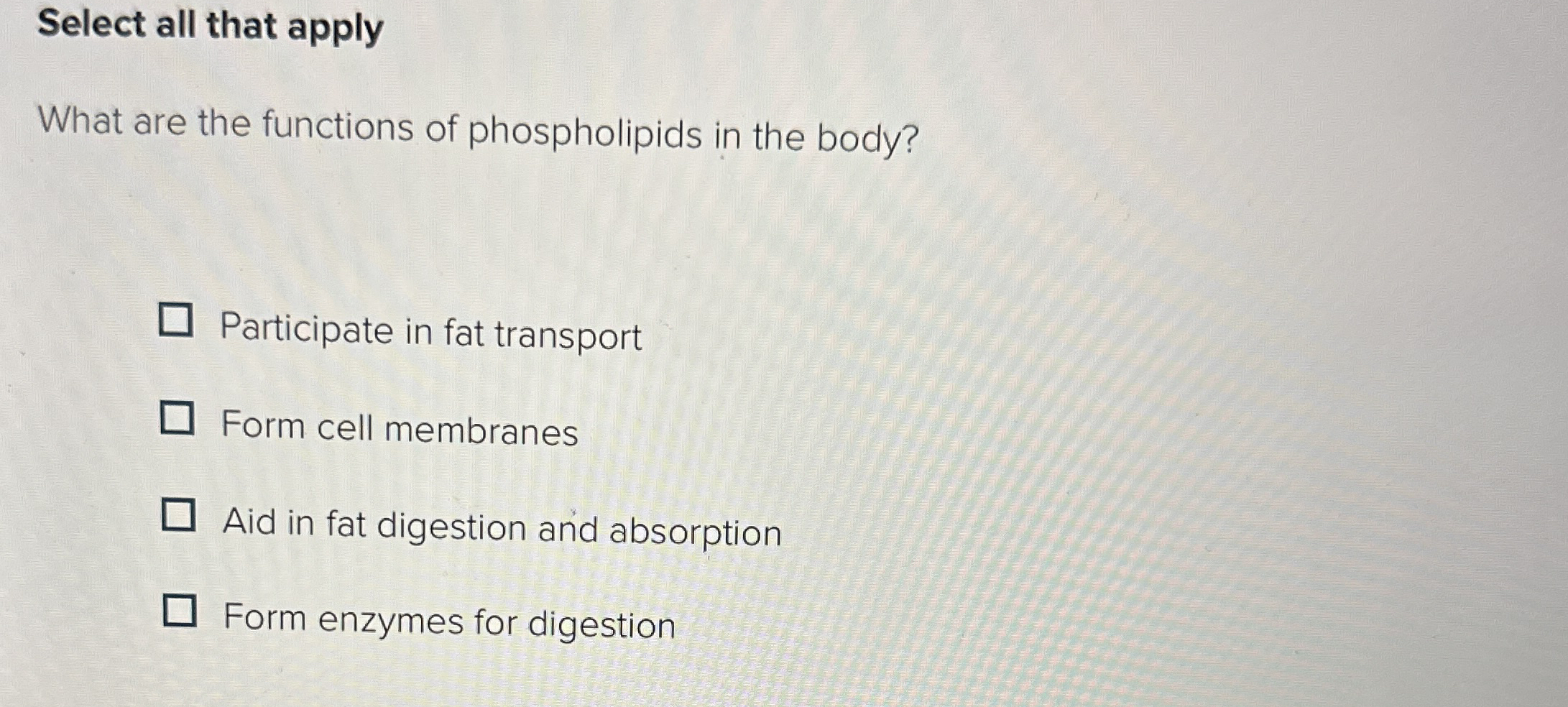 Solved Select all that applyWhat are the functions of | Chegg.com