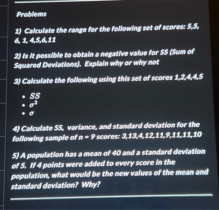 Solved 1) Calculate the range for the following set of | Chegg.com