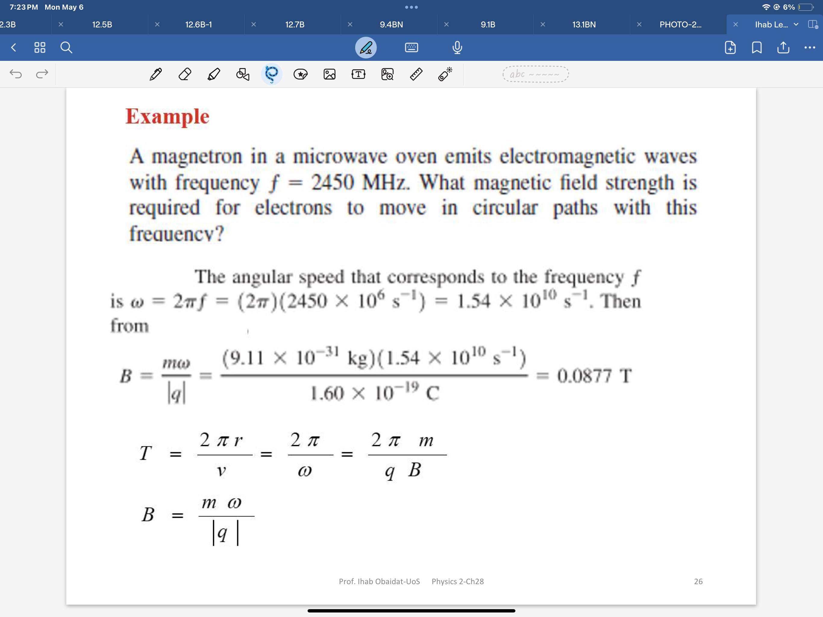 Solved ExampleA magnetron in a microwave oven emits | Chegg.com