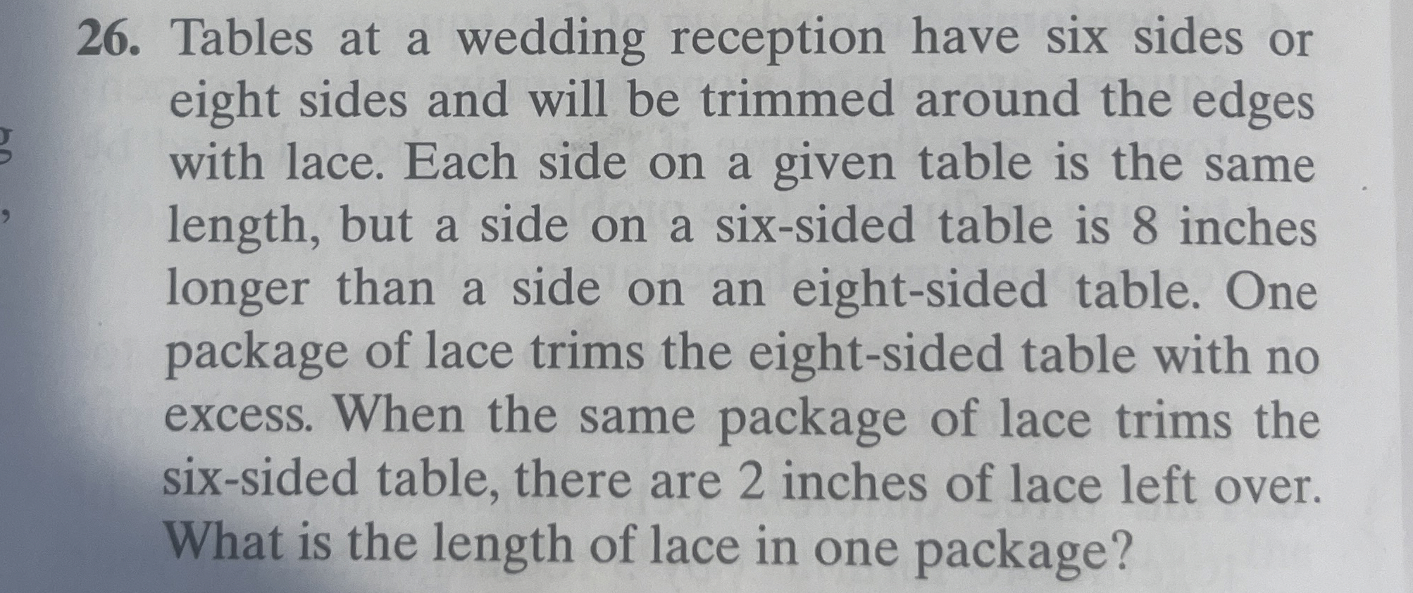 Solved Tables at a wedding reception have six sides or eight | Chegg.com