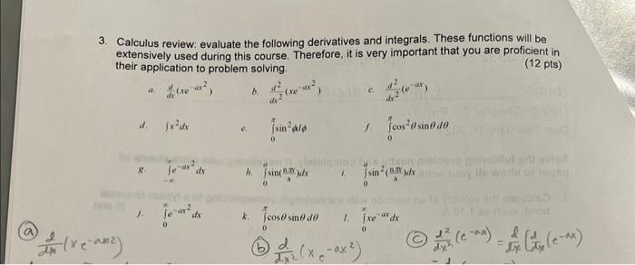 Solved 3. Calculus review: evaluate the following | Chegg.com