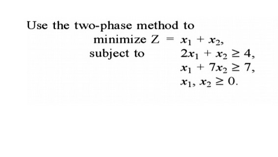 Solved Use the two-phase method to minimize Z x1 + x2, | Chegg.com