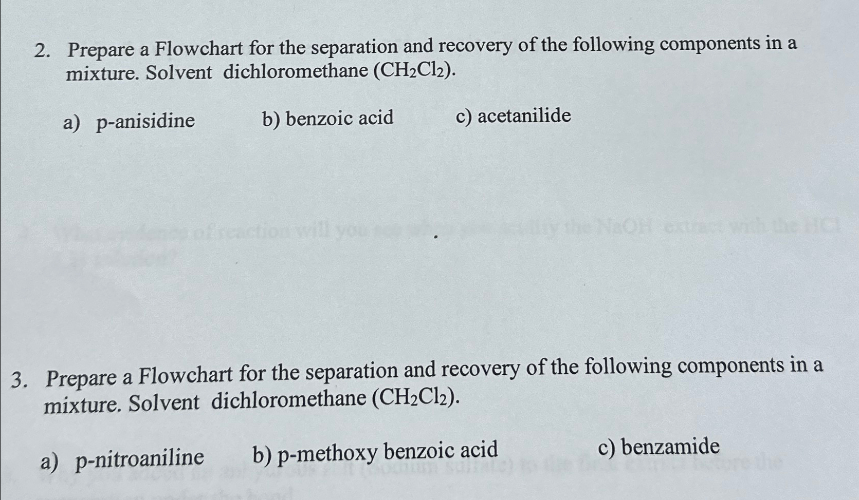 Solved 1. ﻿Prepare a Flowchart for the separation and | Chegg.com