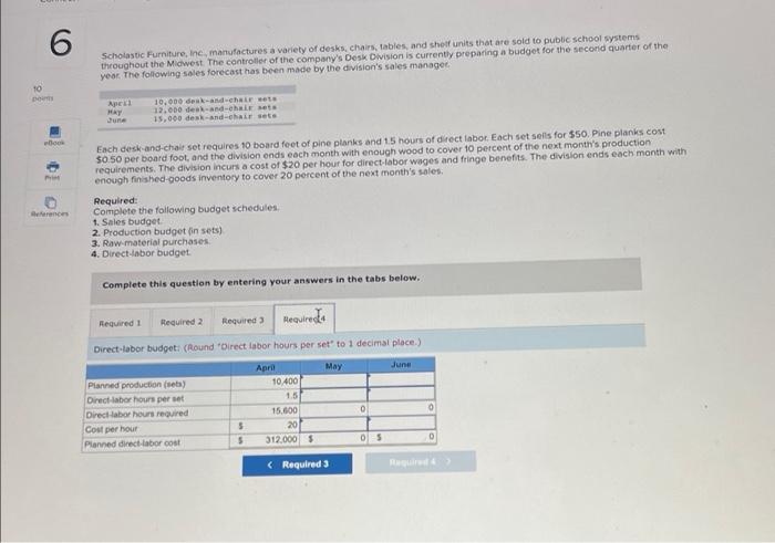 Solved 6 Scholastic Furniture, Inc., manufactures a variety | Chegg.com
