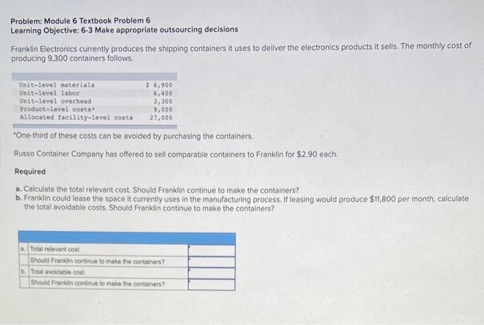 Solved Problem: Module 6 Textbook Problem 6 Learning | Chegg.com