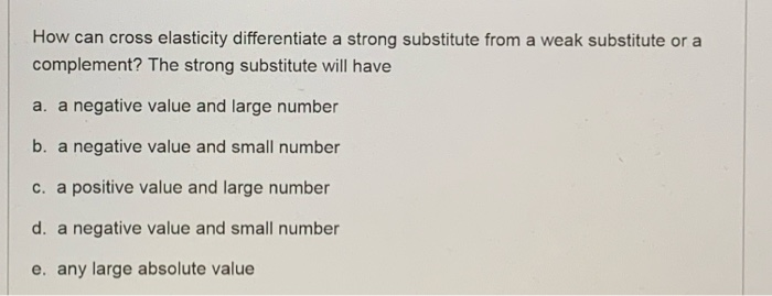 Solved How can cross elasticity differentiate a strong | Chegg.com