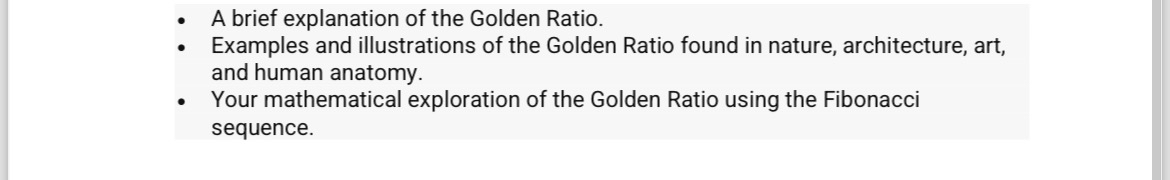 A brief explanation of the Golden Ratio.Examples and | Chegg.com