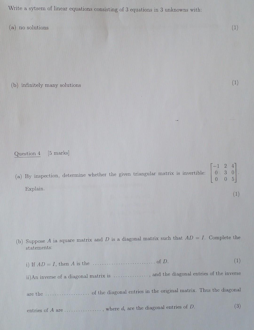 Solved (a) no solutions (b) infinitely many solutions | Chegg.com