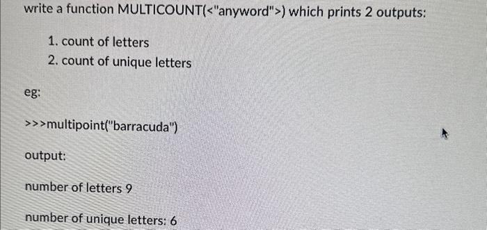 Solved Write A Function Multicount Which