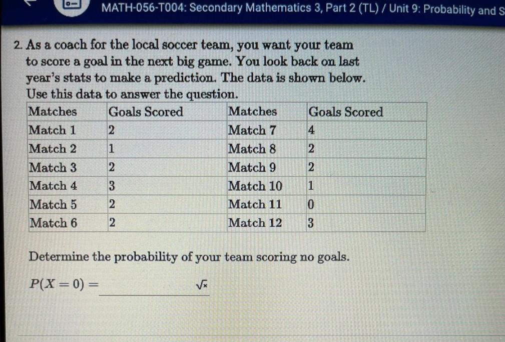 Solved MATH-056-T004: Secondary Mathematics 3, Part 2 (TL) / | Chegg.com