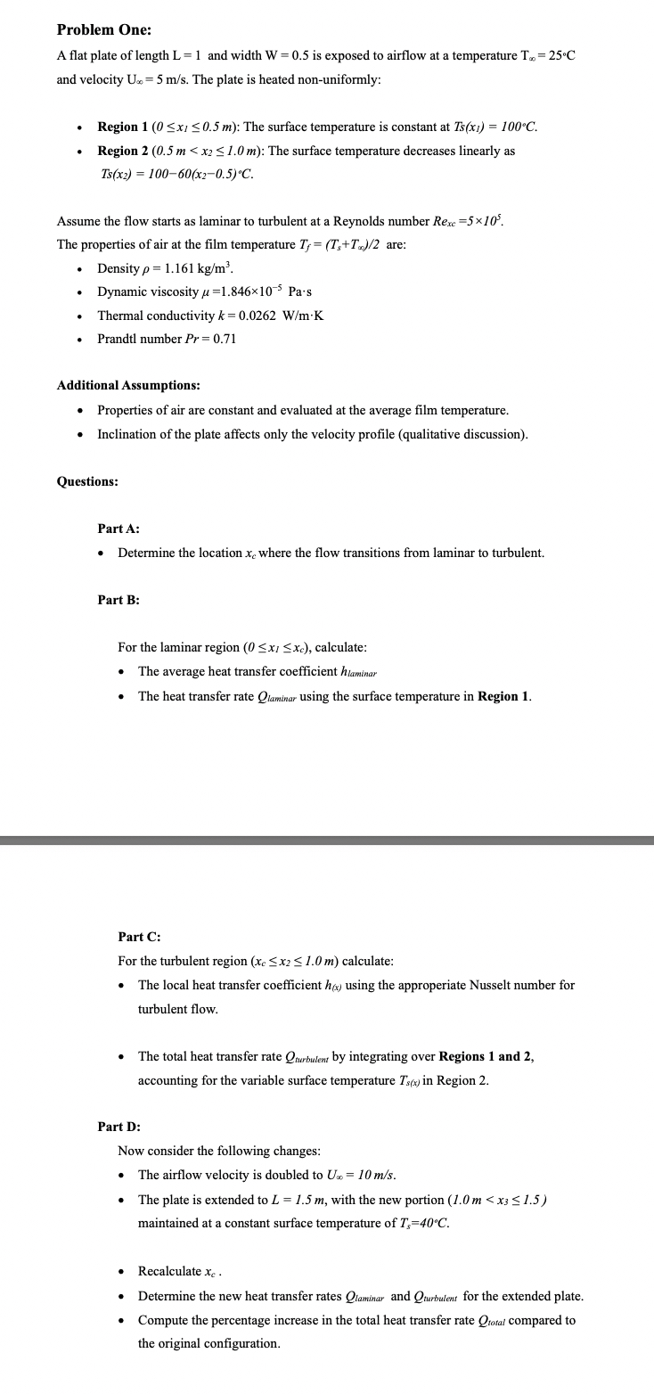 Solved Problem One:A flat plate of length L=1 ﻿and width | Chegg.com