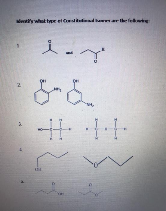 Solved Identify what type of Constitutional Isomer are the | Chegg.com