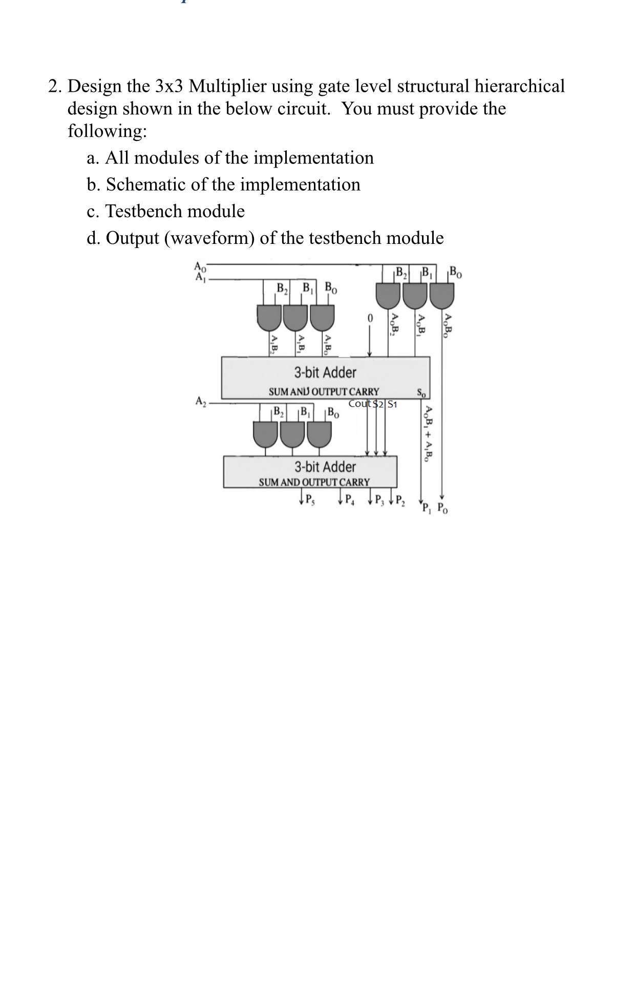 Solved Design the 3×3 Multiplier using gate level | Chegg.com Solved Design the 3×3 Multiplier using gate level | Chegg.com