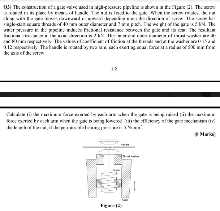 Solved Q3) The construction of a gate valve used in | Chegg.com