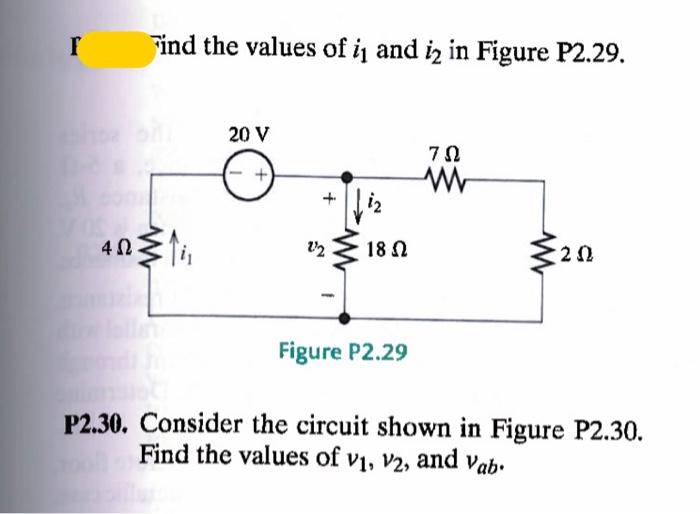 Solved T Find the values of iſ and iz in Figure P2.29. 20 V | Chegg.com