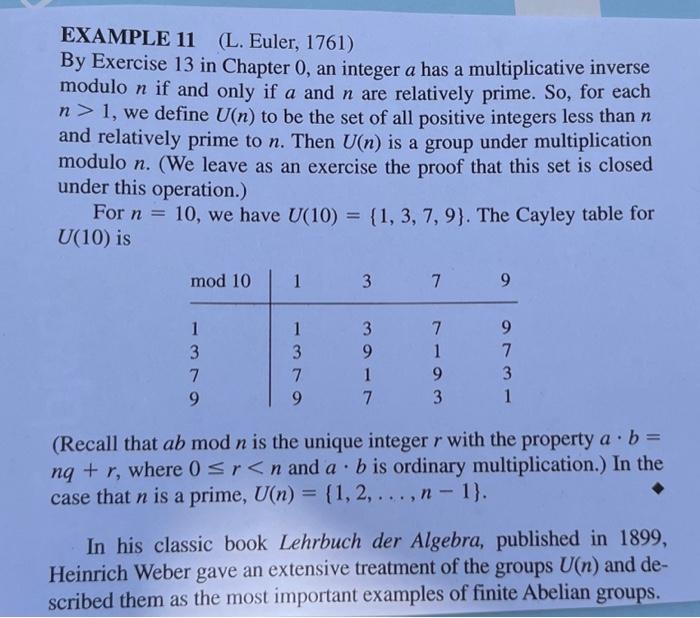 Solved EXAMPLE 11 (L. Euler, 1761) By Exercise 13 in Chapter | Chegg.com