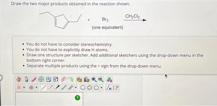 Solved Draw the two major products obtained in the reaction | Chegg.com