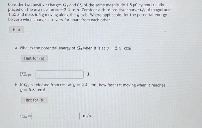 Solved Consider two positive charges Q1 and Q2 of the same | Chegg.com