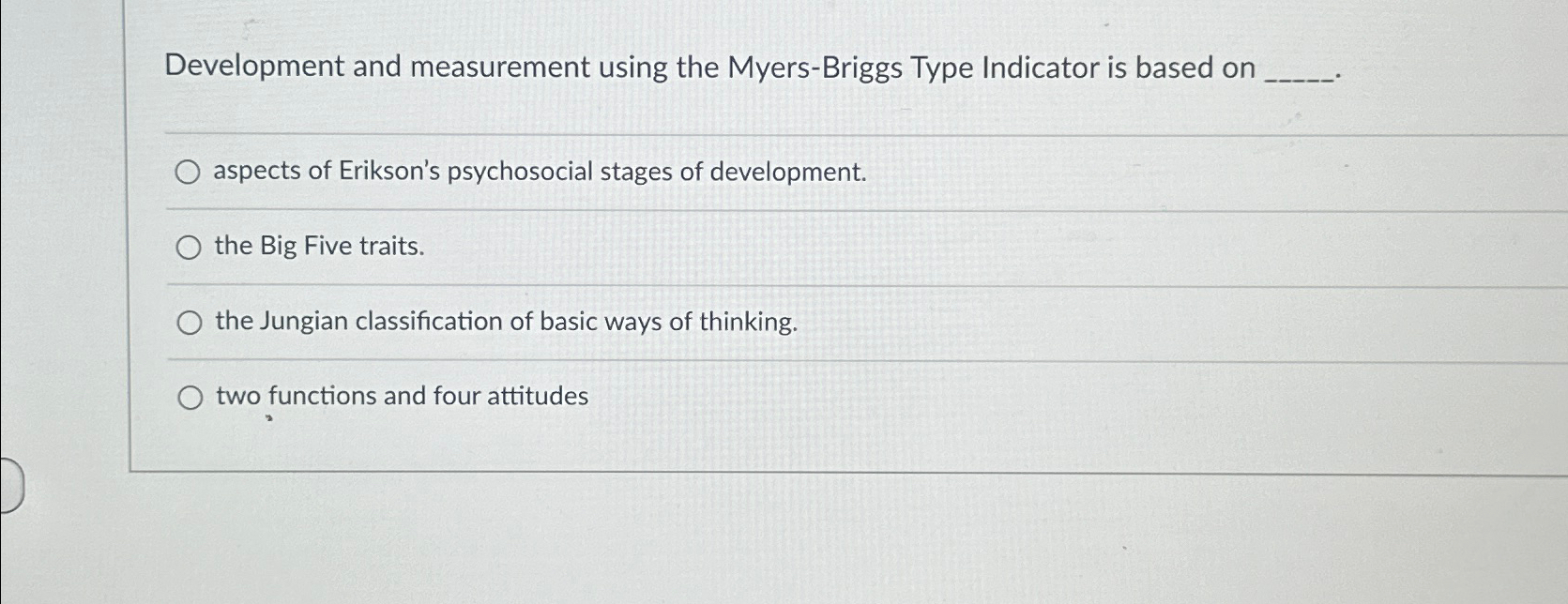 Solved Development and measurement using the Myers-Briggs | Chegg.com