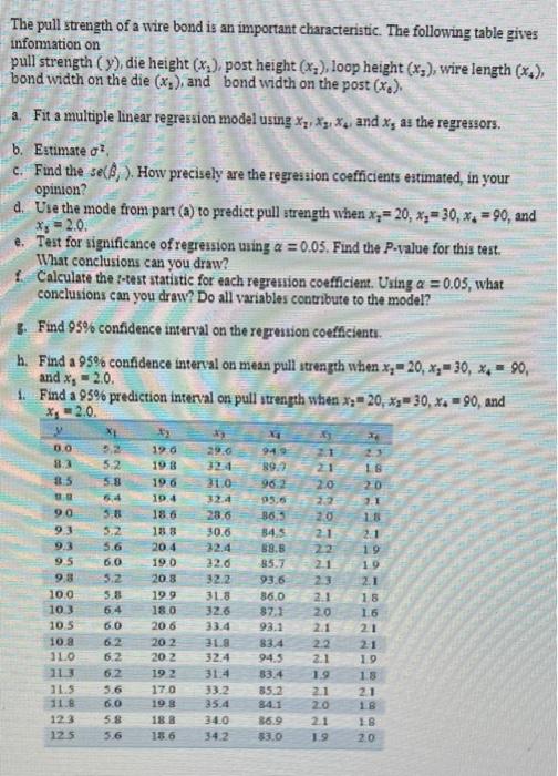 Solved The pull strength of a wire bond is an important | Chegg.com