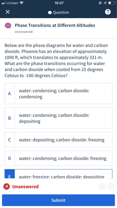 Solved cricket 19:07 Question ? Phase Transitions at | Chegg.com