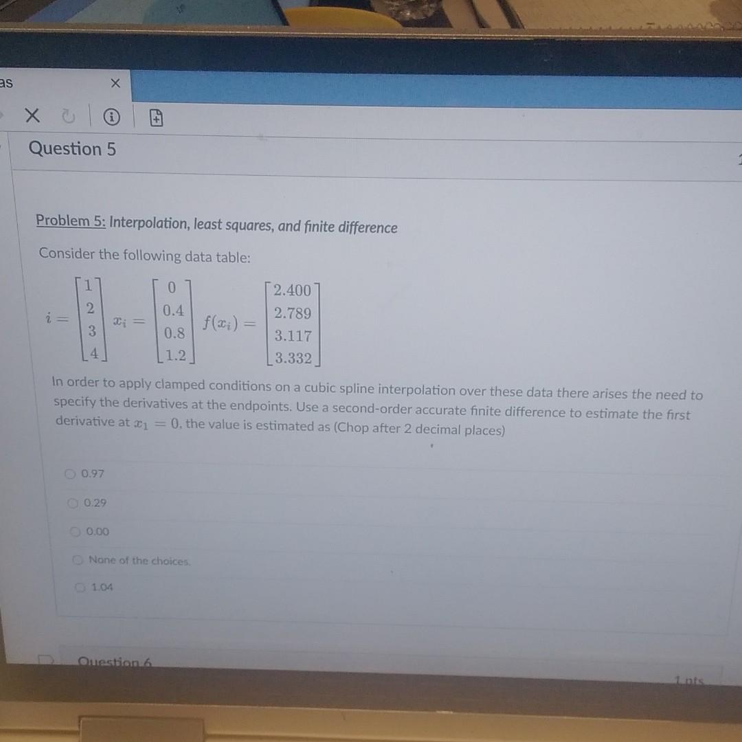 Solved as Question 5 Problem 5: Interpolation, least | Chegg.com