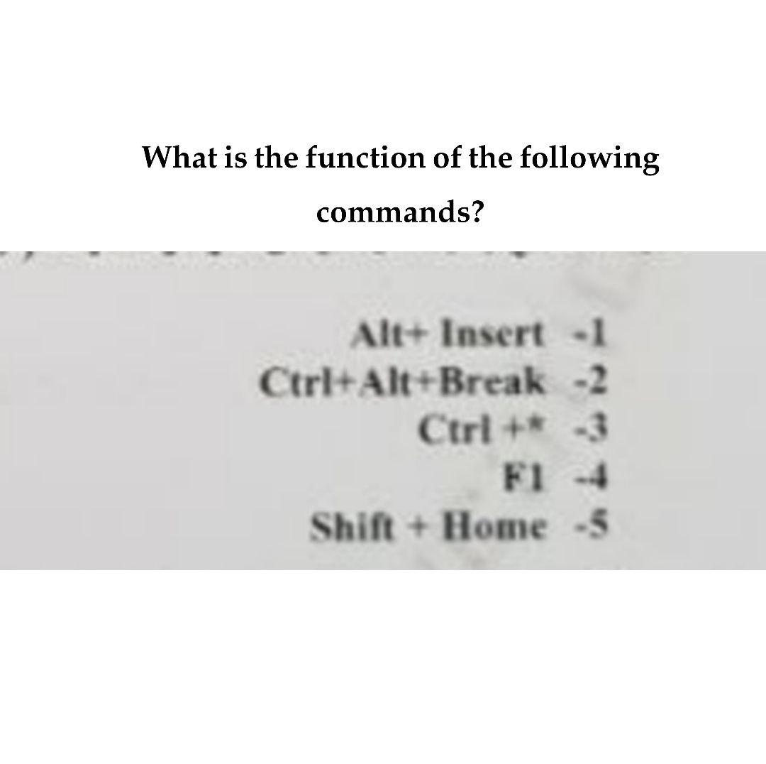 Solved What is the function of the following commands? Alt+ | Chegg.com