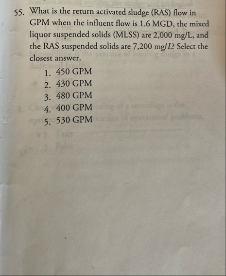 Solved What is the return activated sludge (RAS) ﻿flow in | Chegg.com