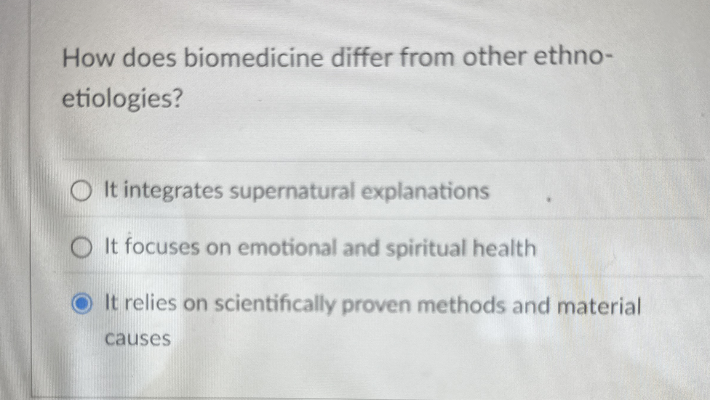Solved How does biomedicine differ from other | Chegg.com
