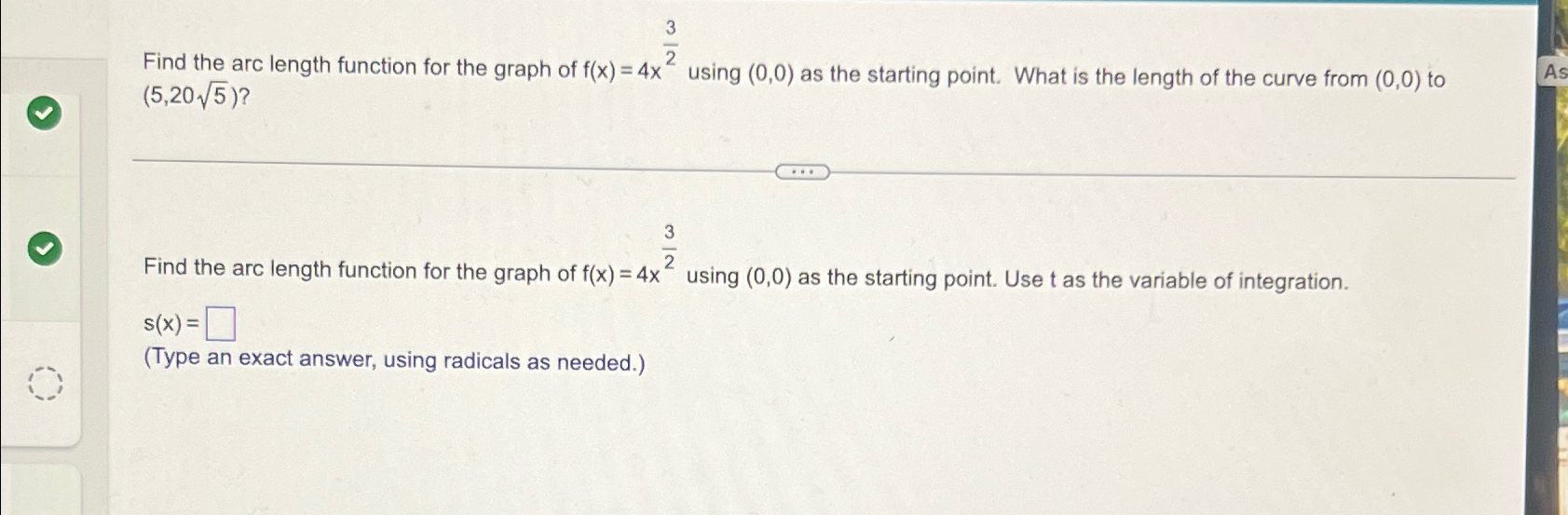 Solved Find the arc length function for the graph of | Chegg.com